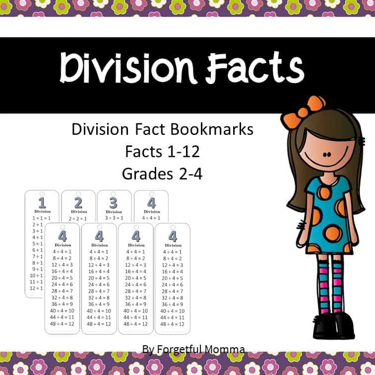 Division Bookmark Flashcards - Forgetful Momma Shop