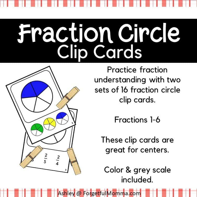 Fraction Circle Clip Cards - Forgetful Momma Shop