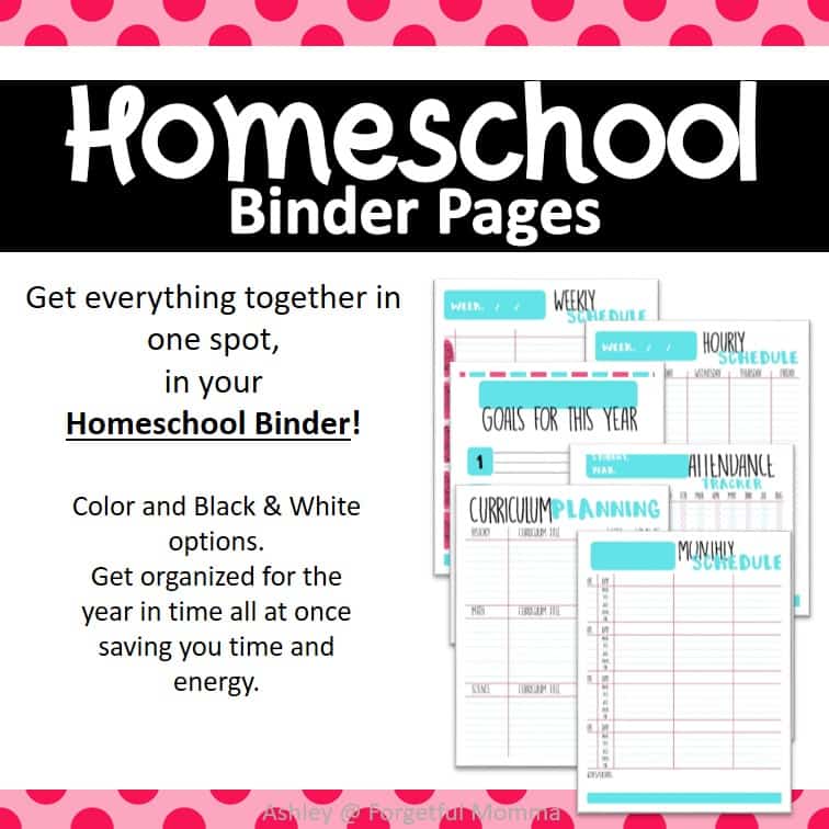 Homeschool Binder Pages Organization - Forgetful Momma Shop