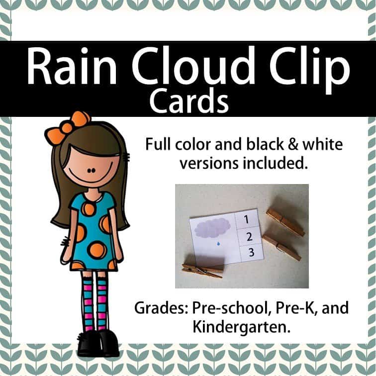 Rain Cloud Practice Counting - Clip Cards - Forgetful Momma Shop