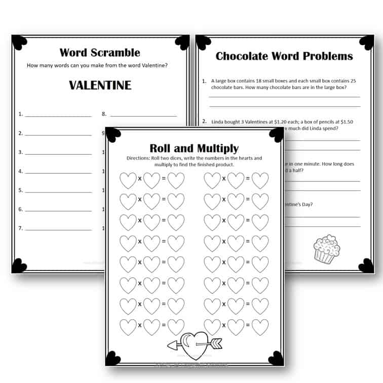 Valentine's Day No Prep Packet Gr 3-6 - Forgetful Momma Shop