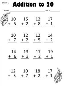 Autumn Addition to 20 - Addition Worksheet - Forgetful Momma Shop