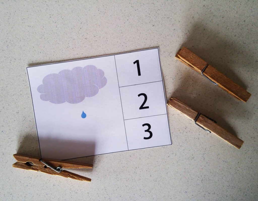 Rain Cloud Practice Counting - Clip Cards - Forgetful Momma Shop