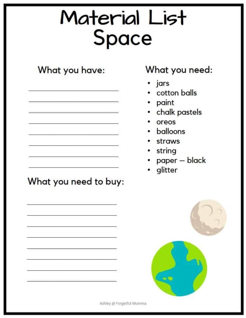 Backyard Summer Camp: Space Theme - Forgetful Momma Shop