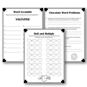 Valentine's Day No Prep Packet Gr 3-6 - Forgetful Momma Shop