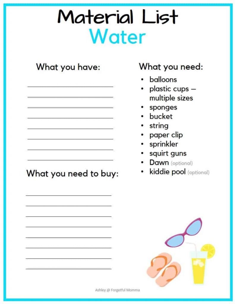 Backyard Summer Camp: Water Theme - Forgetful Momma Shop