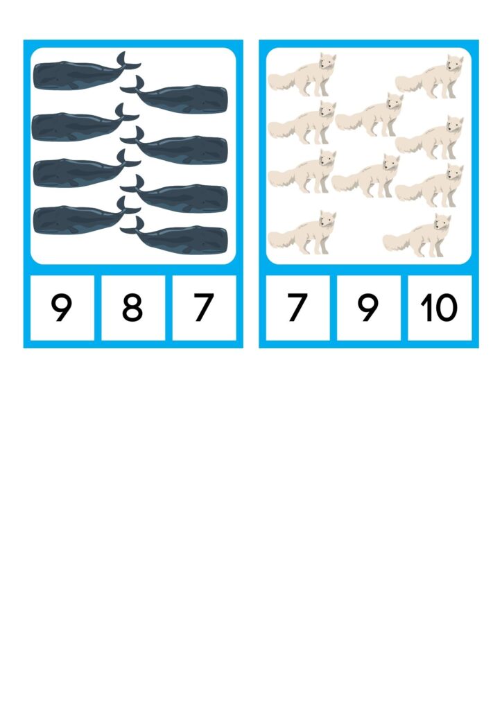 Arctic Animal Clip Cards - Counting to 10 - Forgetful Momma Shop